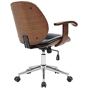 New Pacific Direct Samuel PU Bamboo w/Armrest Office Chair, Black