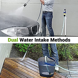 Rock&Rocker Powerful Electric Pressure Washer, 2150PSI Max 2.6 GPM Power Washer with Hose Reel, 4 Quick Connect Nozzles, Soap Tank, IPX5 Car Wash Machine/Car/Driveway/Patio Clean, Green