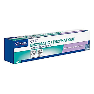 CET Virbac Plaque Tartar Control Enzymatic Dog and Cat Toothpaste, 2.5 oz, Beef