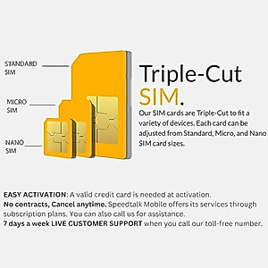 SpeedTalk Mobile SIM Card Kit - Unlimited Minutes Call & SMS Text + 3GB 4G LTE Data | 30 Days Smart Cell Phone Service Plan | 3 in 1 Simcard - Standard Micro Nano | No Contract USA Coverage