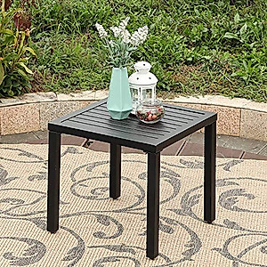 Sophia & William Small Metal End Side Table, Indoor Outdoor Square Bistro Tables, Portable Coffee Table, Rust & Weather Resistant, Black, 18.9"