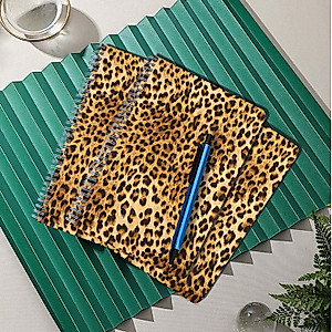 ADOUGEDU Spiral Notebook Set of 3,College Ruled Notebook,A5 Ruled Notebook/Journal,Wirebound Spiral Notebook,5.8" x 8.2",for Journal,Office,School - Cheetah Leopard Pattern