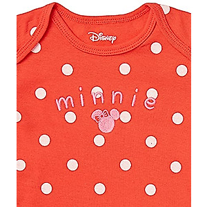Amazon Essentials Disney | Marvel | Star Wars | Princess Baby Girls' Short-Sleeve Bodysuits, Pack of 6, Minnie Rainbow Chaser, 18 Months