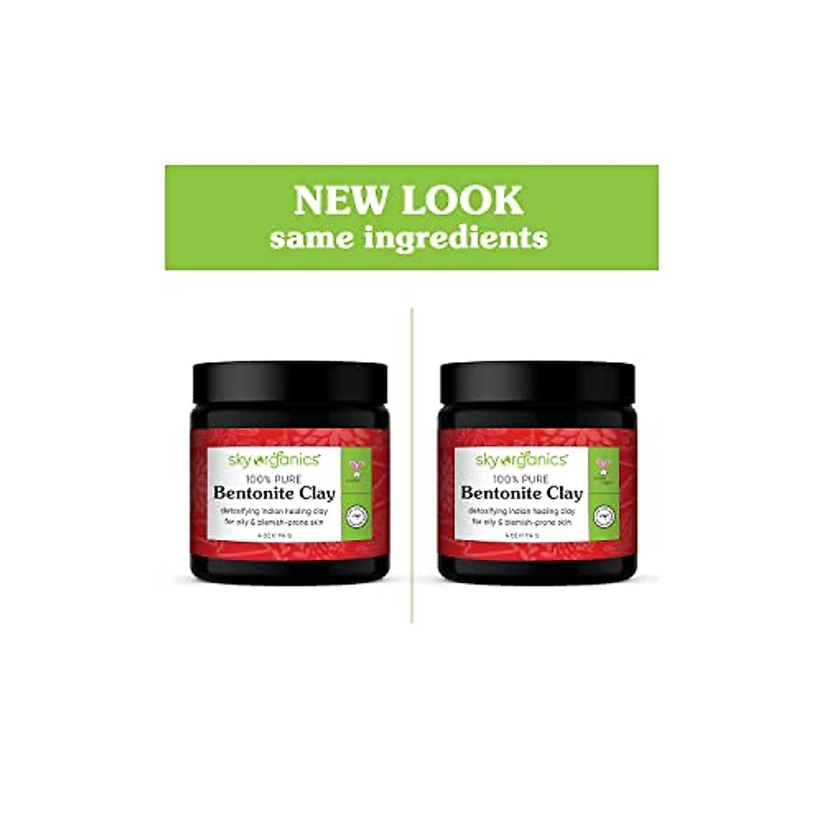 Sky Organics Indian Healing Clay with Detoxifying Bentonite Clay for Face, Helps Remove Impurities, Suitable for Oily or Blemish-Prone Skin, 100% Pure, Vegan & Cruelty-Free Skin Care, 4 Oz.