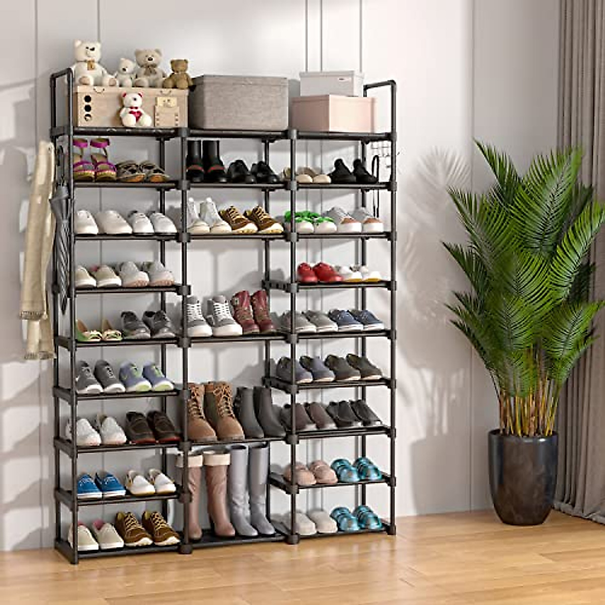 NIUBER 9 Tier Shoe Rack Sturdy Large Show Rack Heavy Duty for Entryway Shoe Shelves for Closet Shoe Rack Organizer for Entryway