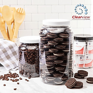 CLEARVIEW CONTAINERS | Airtight Pantry Containers for Arts & Crafts, Peanut Butter, Honey, Jams Flour, Sugar, DIY Slime, Coffee (128 Ounce Jar with Black Lid, 1 Pack)