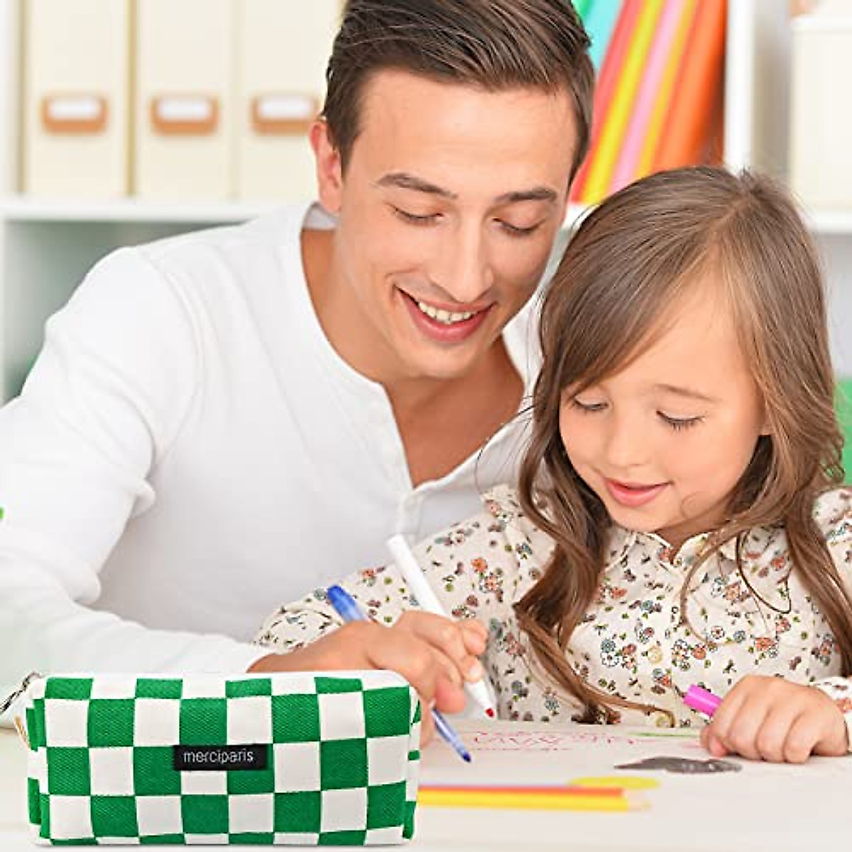 2Pcs Pencil Case Aesthetic Pen Pencil Pouch Cute Pencil Bag Large Pen Case Portable Pen Bag Big Capacity Pouch Organizer School Supplies for Teen Girls Boys Adults Small Makeup Bag (Green)