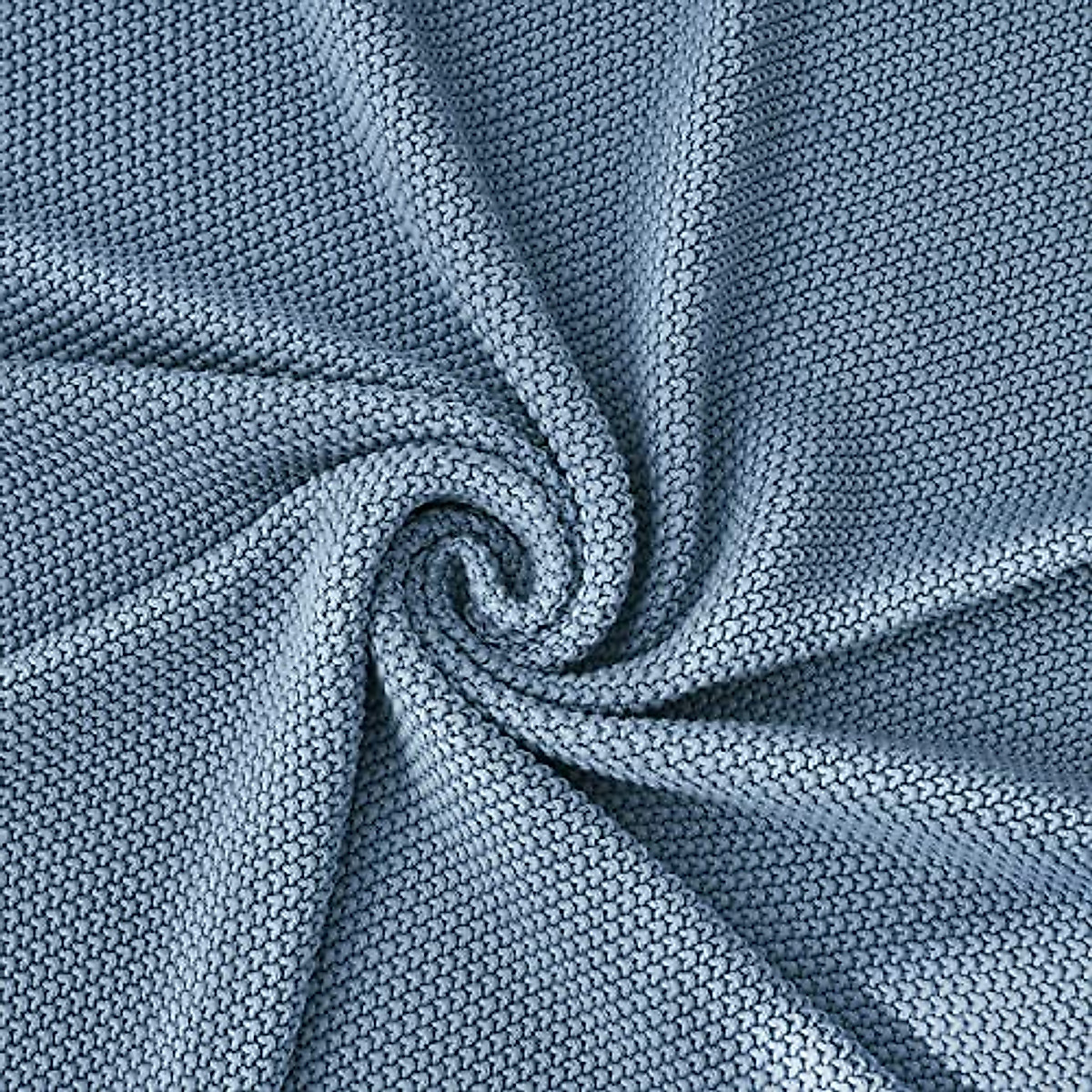 Queenshin 100% Cotton Cozy Cable Knit Throw, Lightweight Fluffy Snuggle Bed Sofa Decorative Knitted Blanket 50 * 60 Inch, Blue