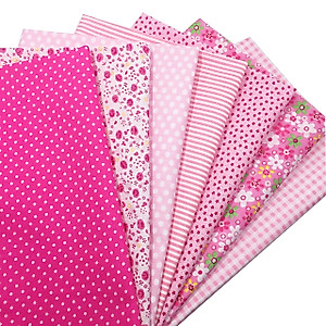 Quilting Fabric Misscrafts 7pcs 50 x 50cm Cotton Fabric DIY Making Supplies Craft Patchwork Fabric Bundle Fat Quarter Pre-Cut Quilt Squares for DIY Sewing Scrapbooking (Pink)