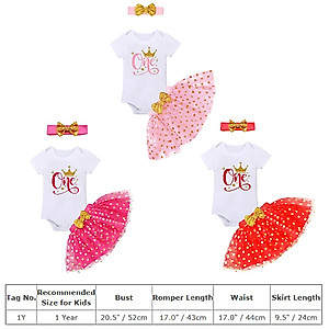 Coming Home outfit for Baby Girl - Mini Mouse Birthday Decorations for Girls 1 Year Old - Wild One Clothes Set for Kids Princess Crown Romper Dress Bowknot Headband 3pcs Outfits Red - one 1T