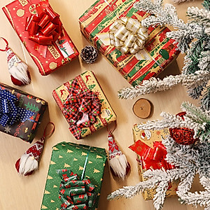 PintreeLand 24PCS Christmas Wrap Pull Bows with Ribbon 5” Wide Wrapping Accessory for Xmas Present, Gift, Florist, Bouquet, Basket(24 PCS)