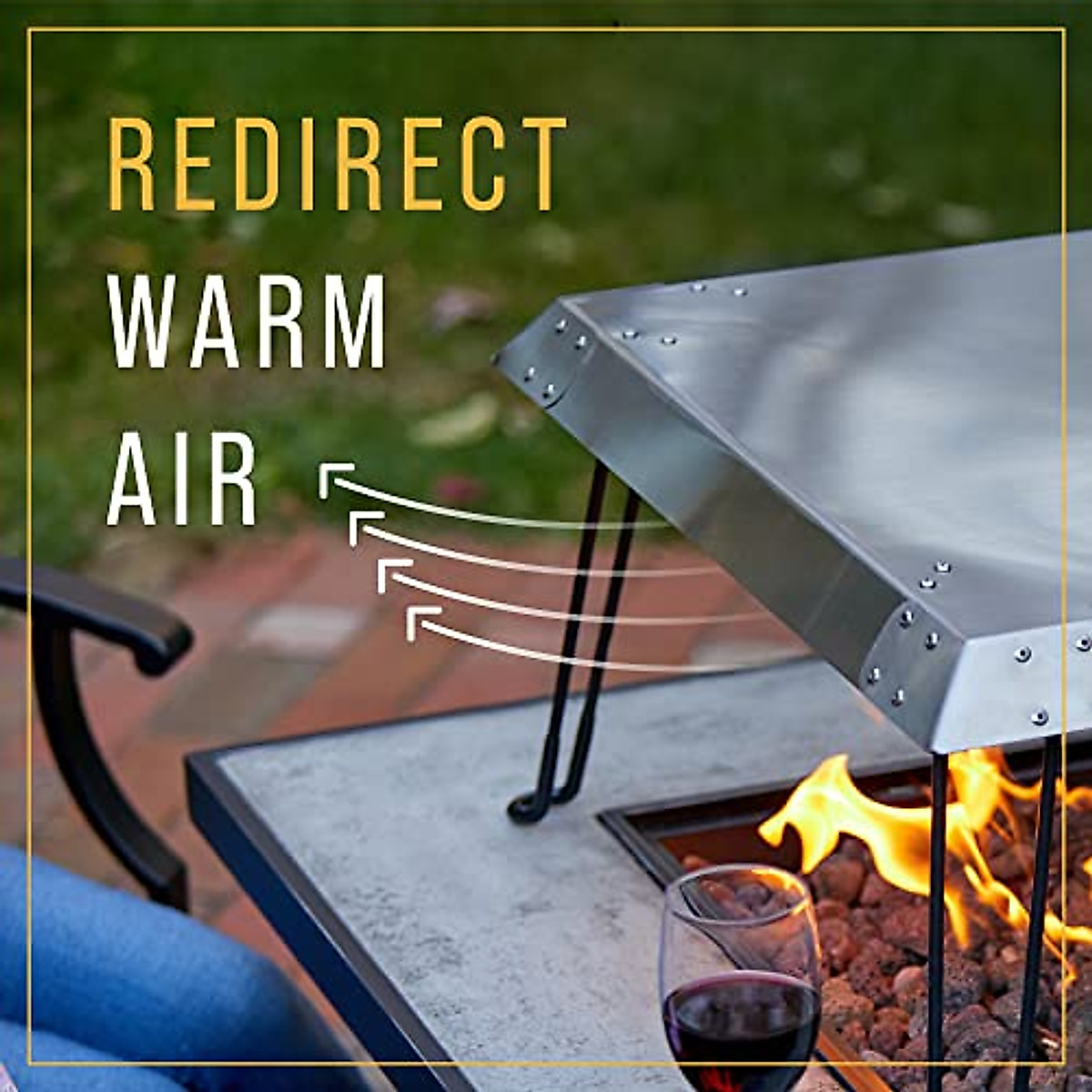 Maplefield Fire Pit Heat Deflector - All-in-One Heat Deflector and Fire Pit Cover - Perfect for Home Firepits, Gazebo, Patio, and More - Weather-Resistant Fireplace Cover