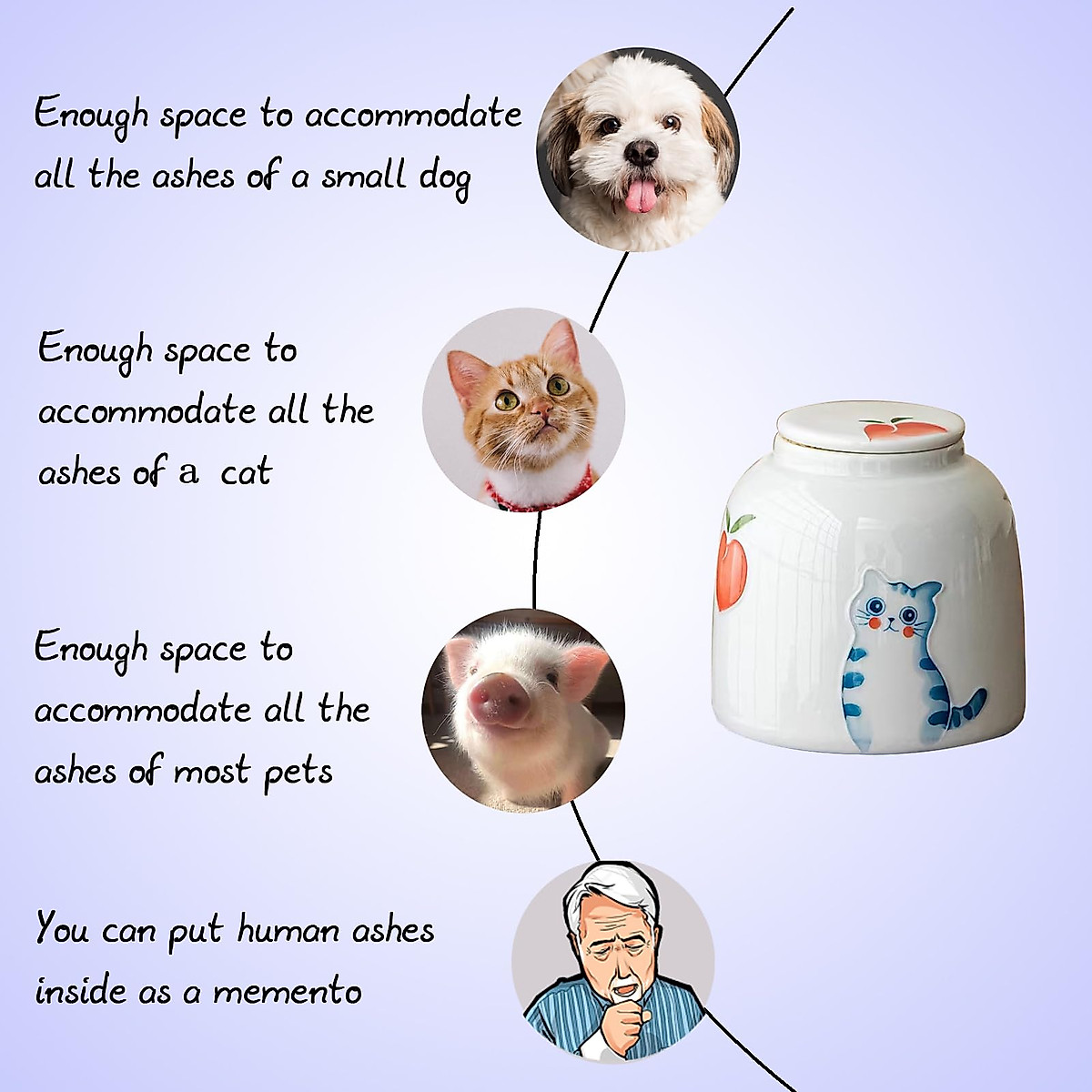 Pet Urn for Cat Ashes, Ceramic Cats Urns, Pet Urn with Beautiful Patterns