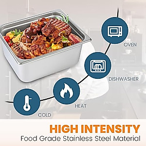 Aplancee Steam Pan 1/3 Size x 2.5 Inch Deep 6 Pack Stainless Steel Anti-Jamming Food Cooking Pan (More Sizes & Lid Options)