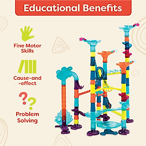 B. toys- Marble Run Toy Set- Developmetal STEM Toy- 62 Piece Educational Building Toy with Lights & Sound- 3 Years +