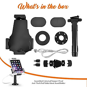 Pyle PSPADLK8 Anti-Theft Tablet Security Stand Kiosk - Table Mount Desktop Tablet Case Holder with Lock, Adjustable Clamp Arm, Internal Cable Routing, for iPad, Kindle, Samsung, Android Tablets