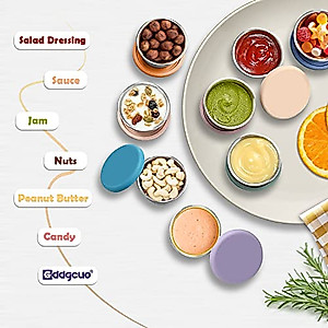 GDDGCUO Salad Dressing Container To Go, 1.7 oz Condiment Container with Lids, Sauce Containers for Lunch Box, Leakproof Silicone Lid, Easy Open, 304 Stainless Steel Small Dipping Sauce Cups (6 pk)