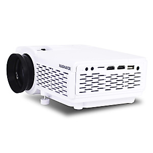 Magnavox MP601 Portable Home Theater Projector with Bluetooth Wireless Technology and Remote in White | Supports 1080p HD Quality | HDMI, USB, AV, & VGA Ports |