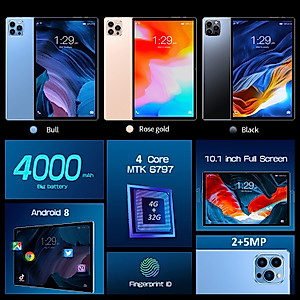 CENAVA 10.1 inch PA15 Tablet, 4+32G Full Screen Tablets with Dual SIM Card Slots, Android 8, 1280x800 HD, WiFi, Bluetooth, GPS, 2MP/5MP Camera (Blue)