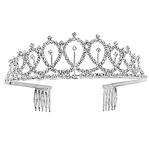 Maybenice Bride Hair Accessories Birthday Crown and Tiara with Comb Headband Glitter Hair Accessories for Wedding Party