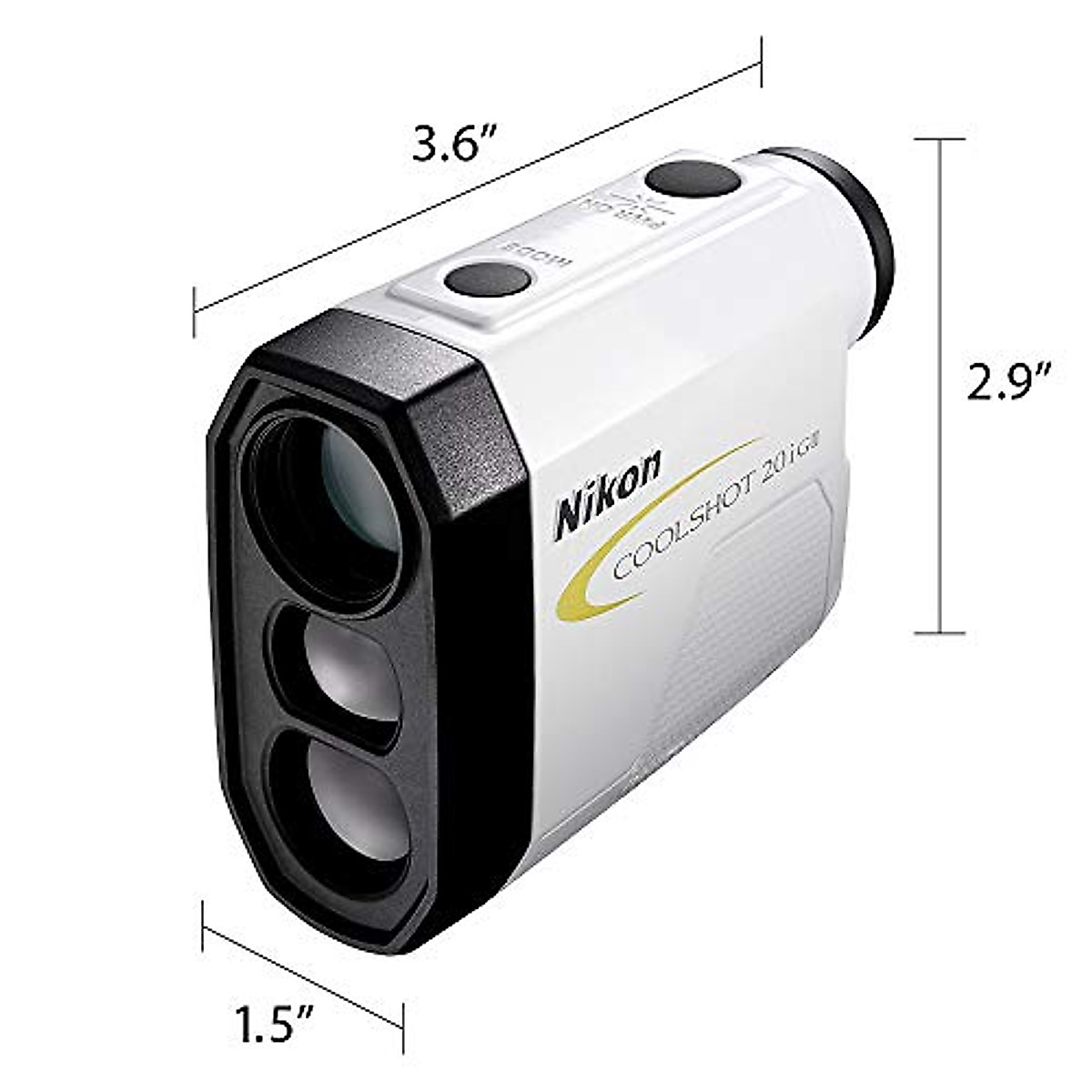 Nikon Coolshot 20i GII Golf Laser Slope Rangefinder, Standard Version White with yellow trim, Medium