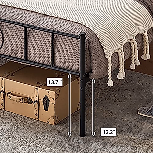 IDEALHOUSE King Size Metal Bed Frame Metal with Headboard and Footboard,14 Inch Black King Metal Bed Platform with Storage,Mattress Foundation,No Box Spring Needed,Easy Assembly (King)