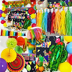 Cinco De Mayo Decorations Mexican Party Birthday Supplies for Boys Girls Adult- Happy Birthday Backdrop Fiesta Balloons for Fiesta Party Decorations