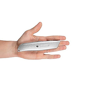 Internet's Best Classic Utility Knife - Set of 20 - Retractable Razor Knife Set - Extra Blade Refills - Box Cutter Locking Razor Knife - Full Metal Body - Silver