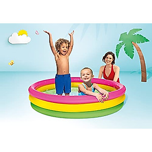 Intex Sunset Glow Inflatable Pool: 58in x 13in - 3 Ring Soft Floor - 73 gal Capacity - Repair Patch Included