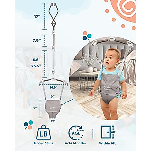 Infant Master Baby Doorway Jumpers, Sturdy Johnny Jumper w/Adjustable 10.8"-23.6" inches Strap, Soft Baby Johnny Bouncer w/Seat Bag, Ideal Gift for Infant, Portable and Easy to Use, Grey