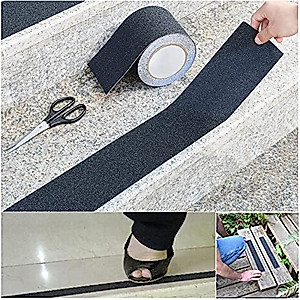 YouOKLight Anti Slip Tape, Heavy Duty Non Slip Tape, Waterproof Strong Traction Anti Slip Grip Tape, 80 Grit Safety Walk Tape, Grip Tape for Stairs, Indoor and Outdoor Used, 2 Inch x 32.8 Ft, Black