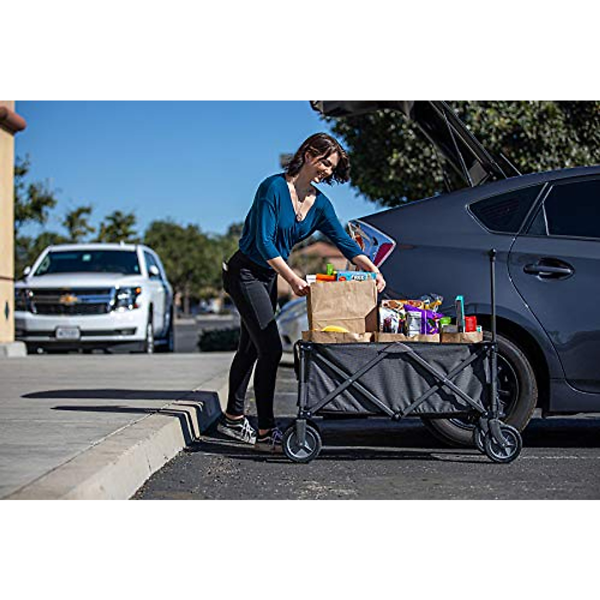 ONIVA - a Picnic Time Brand - Adventure Wagon Folding Wagon - Wagon Cart - Sport Utility Wagon - Beach Wagon Collapsible, (Dark Gray) 35.6 x 18.9 x 21.9