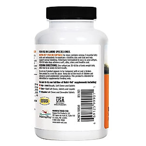 Nutri-Vet Fish Oil Supplements for Dogs - Skin and Coat Omega 3 Supplement - Dog Dry Skin & Dog Shedding Support - 100 Count Softgels