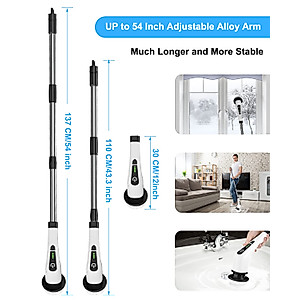 Electric Spin Scrubber, Leebein 2022 New Cordless Cleaning Brush with 8 Replaceable Drill Brush Heads, Tub and Floor Tile 360 Power Scrubber Mop with 54 Inch Adjustable Handle for Bathroom Kitchen Car