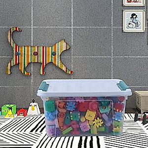 Yarebest 20 Quart Plastic Latches Storage Container Boxes, Clear Storage Box Bins Set of 4