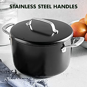 GreenPan GP5 Hard Anodized Advanced Healthy Ceramic Nonstick, 8QT Stock Pot with Insulated Lid, PFAS-Free, Induction, Dishwasher Safe, Oven & Broiler Safe, Black