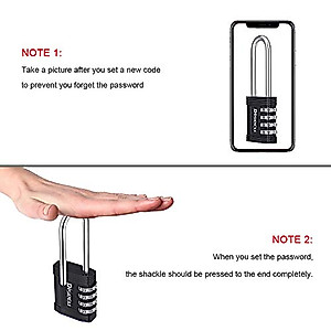 Disecu 4 Digit Combination Lock 2.7 Inch Long Shackle and Outdoor Waterproof Resettable Padlock for Gym Locker, Hasp Cabinet, Gate, Fence, School (Black, Pack of 2)