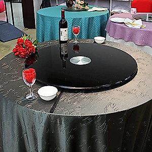 27inch Black Tempered Glass Lazy Susan Turntable For Dining Table, Large Swivel Tray Serving Plate With Flat Polished Edge, Easy To Clean (Size : 68cm/27")