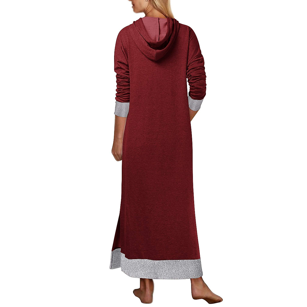 Jacansi Women's Sweatshirt Hoodie Dress with Pockets Winter Fall Long Dresses for Women Red M