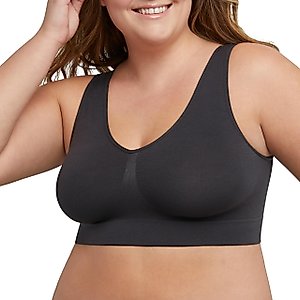 JUST MY SIZE Womens Pure Comfort Light Support Pullover Wireless T-shirt With Moisture-wicking Bra, Black, 6X-Large US