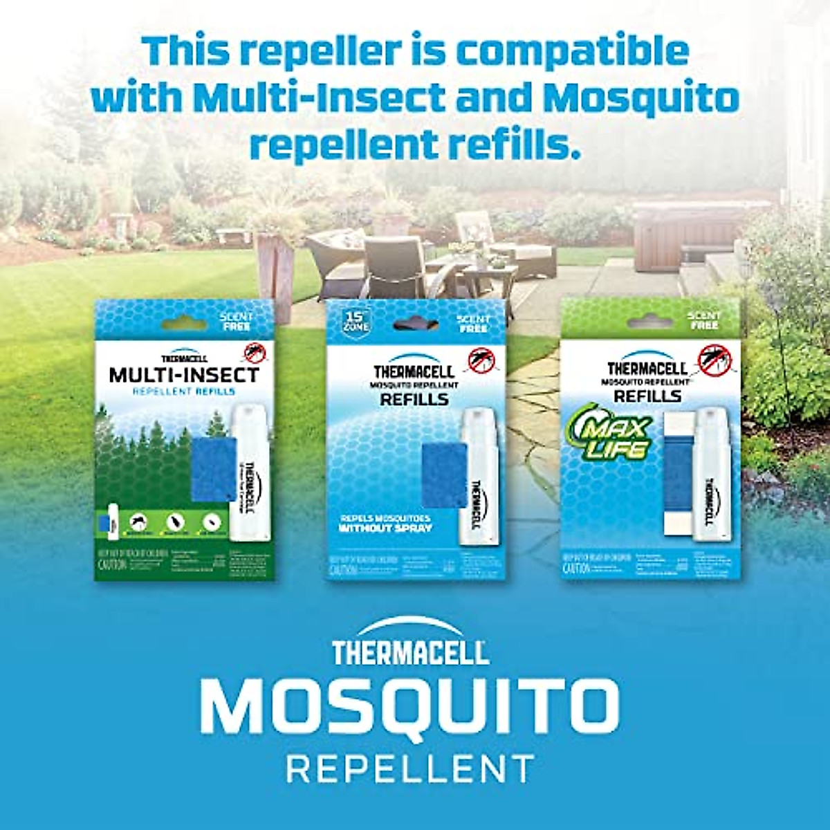 Thermacell Mosquito Repeller Patio Shield; Includes 12-Hour Refill; 15 Foot Zone of Protection; Highly Effective Mosquito Repellent for Patio; Bug Spray Alternative; Scent Free