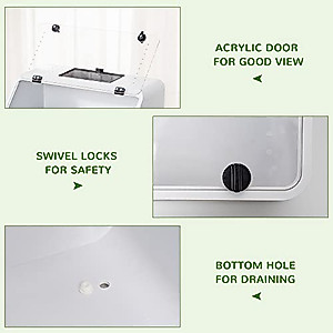 PawHut Small Turtle Tank with Basking Platform, Reptile Aquarium Cage with Feeding Trough, Box Turtle Habitat and Hermit Crab Habitat, Clear Sunlight Window, Indoor and Outdoor