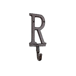 Hampton Nautical Cast Iron Letter R Alphabet Wall Hook 6" - Cast Iron Decor - Cast Iron Home Dec