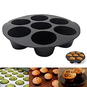7 Cup Air Fryer Muffin Pan, 21cm Non-Stick Silicone Muffin Cake Cups Cupcake Baking Mold for Air Fryer Accessories, Perfect for Eggs Muffin, Cupcake Molds, Dishwasher Safe