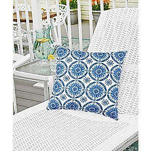 C&F Home Colonial Williamsburg Delft Garden Blue & White Geometric Premium Indoor/Outdoor Pillow Decor Decoration Accent Throw Pillow 18" x 18" Blue