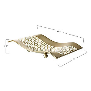 Creative Scents Schonwerk Diamond Lattice Decorative Table Decorations, Centerpieces for Dining/Living Room Table Decor Dish - Best Wedding/Birthday Gift (Gold & White)