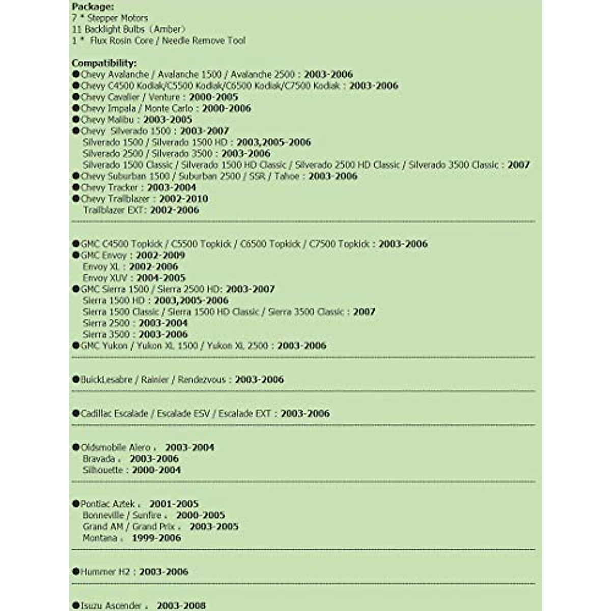 Dr.Roc GM Instrument Cluster Gauge Stepper Motor Repair Kit X27 168 (7 Motors,10 Backlight Bulbs,1 Remove Tool,Flux Rosin Core Solder)