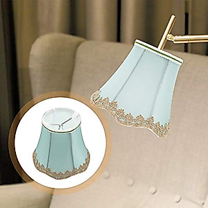 Uonlytech Green Fabric Lamp Shade Burlap Clip On Chandelier Lamp Shades Linen Lampshade for Table Chandelier Wall Lamp Living Room Bedroom, Small
