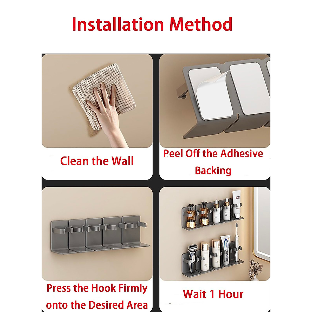 Duleylv Floating Shelves for Wall Small Shelf for Bathroom Mini Hanging Display Shelves Wall Hooks No Damage White