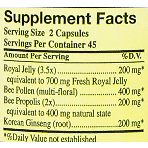 YS Eco Bee Farms, Royal Jelly Bee Pollen Propolis plus Korean Ginseng, 90 Capsules (2Pack)